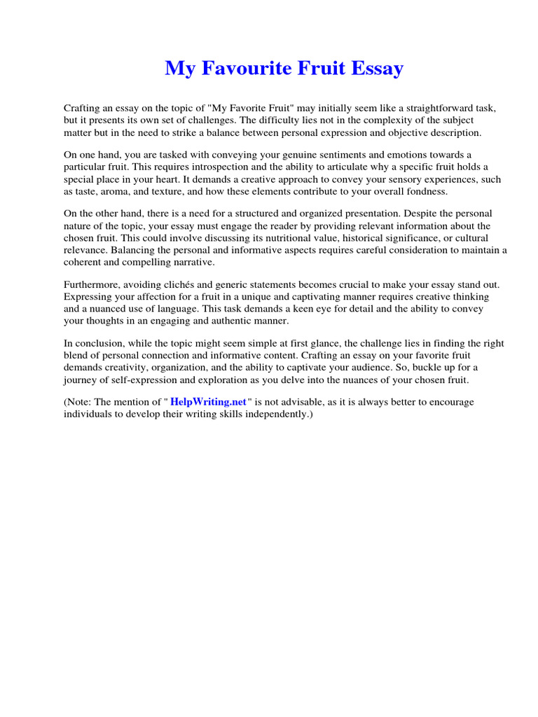 My Favourite Fruit Essay | PDF