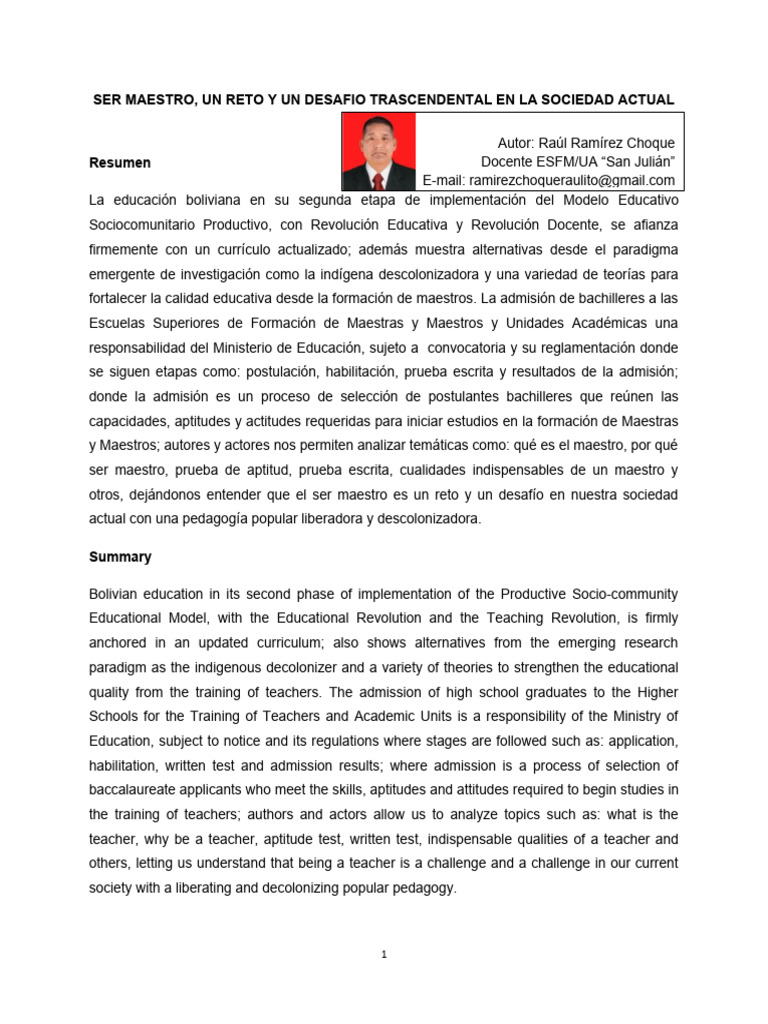 Ser Maestro, Un Reto y Un Desafío | PDF | Maestros | Paradigma