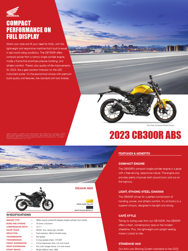 2023 CB300R Brochure | PDF | Anti Lock Braking System | Engines