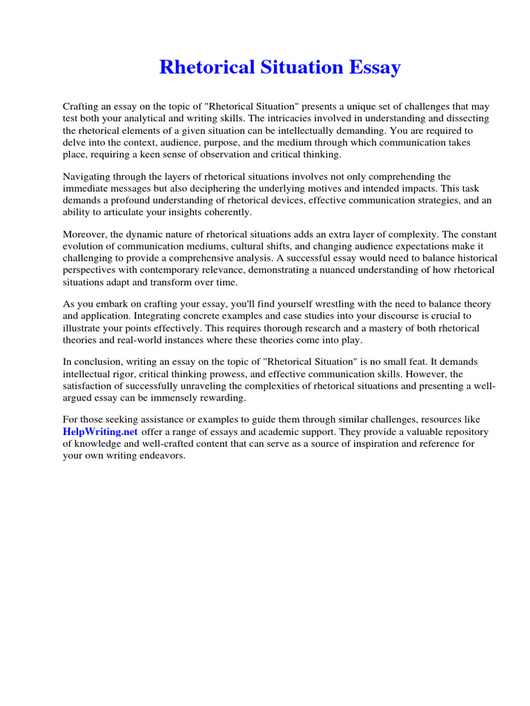 Rhetorical Situation Essay | PDF
