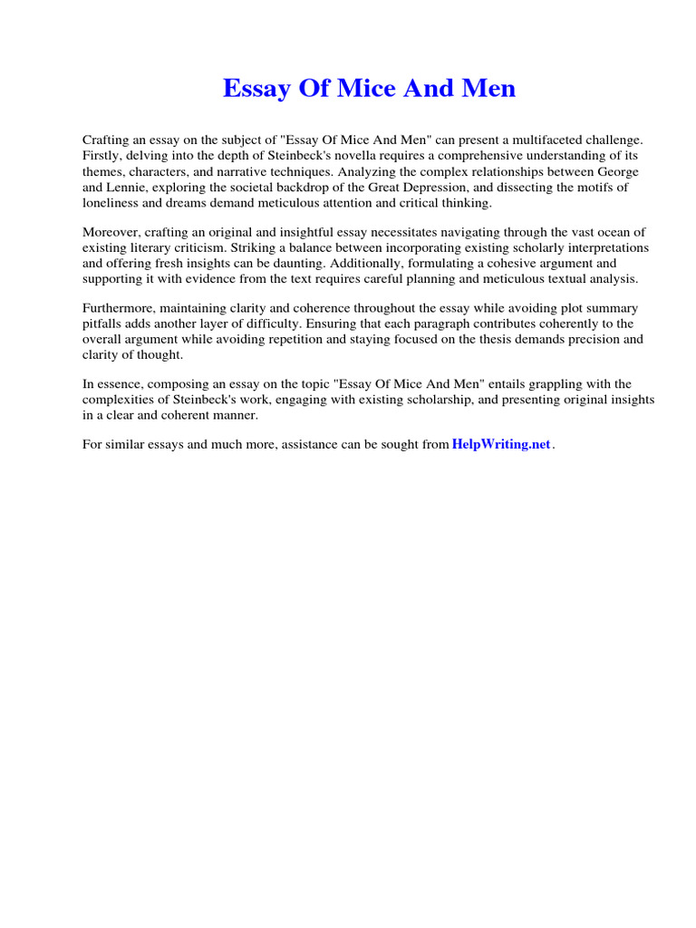 Essay of Mice and Men | Download Free PDF | Ernest Shackleton | Essays