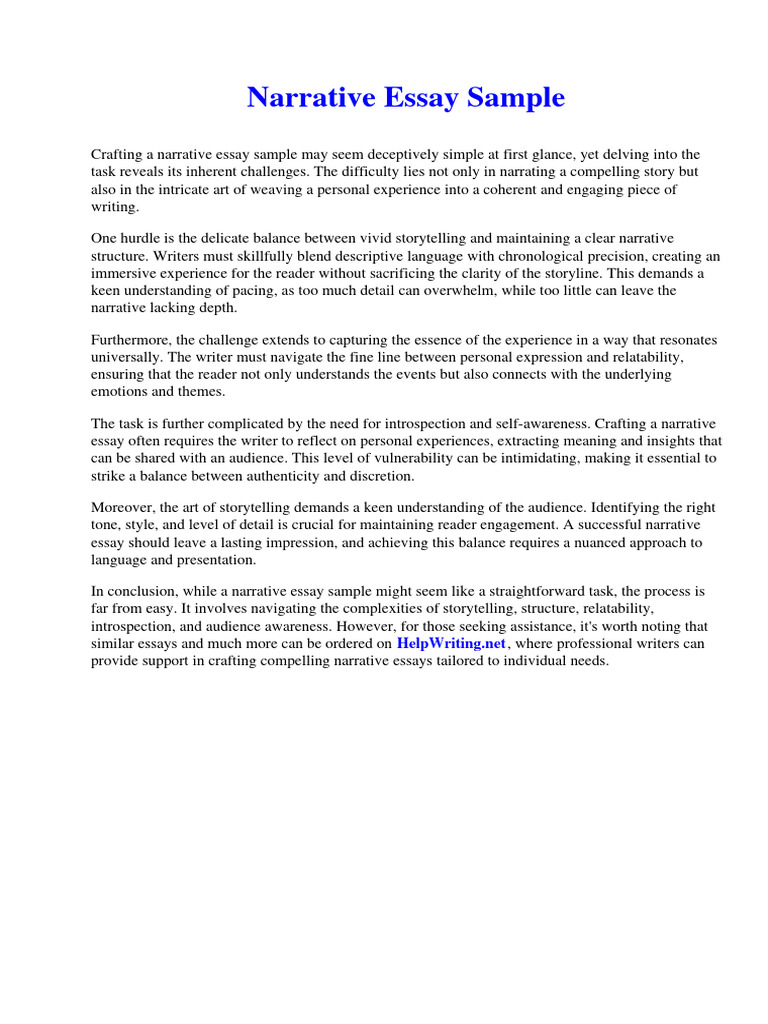 Narrative Essay Sample | PDF