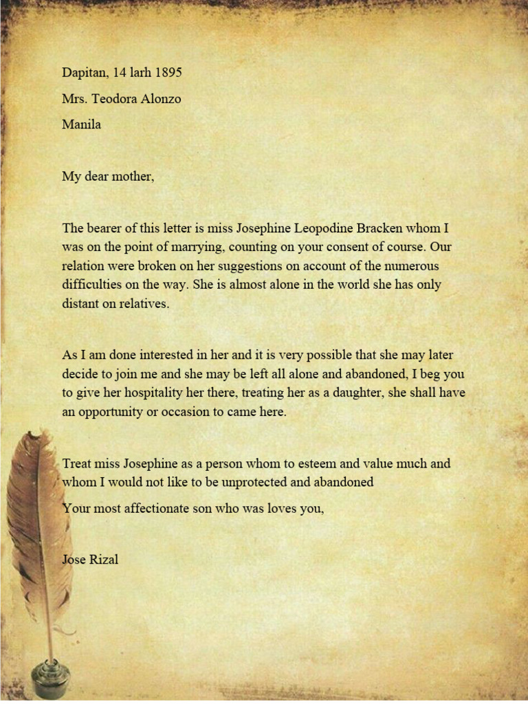 Jose Riza Letter | PDF