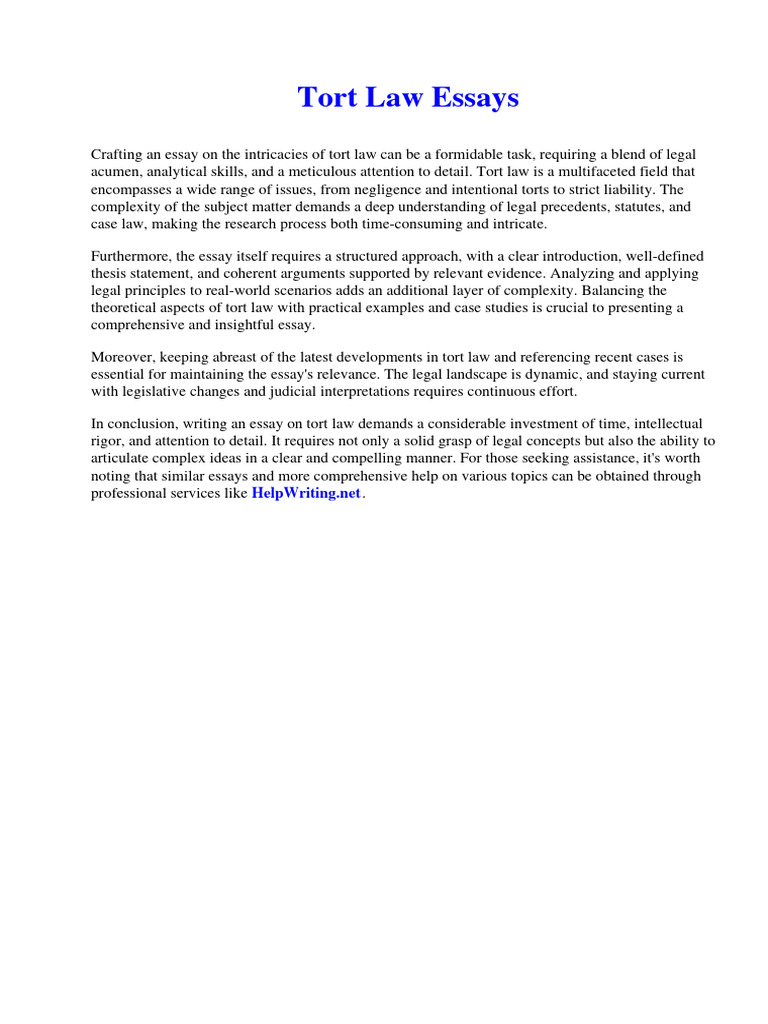 Tort Law Essays | PDF | Essays | Tort