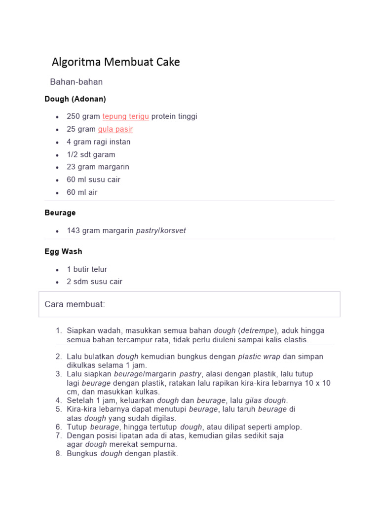 Algoritma Membuat Cake | PDF