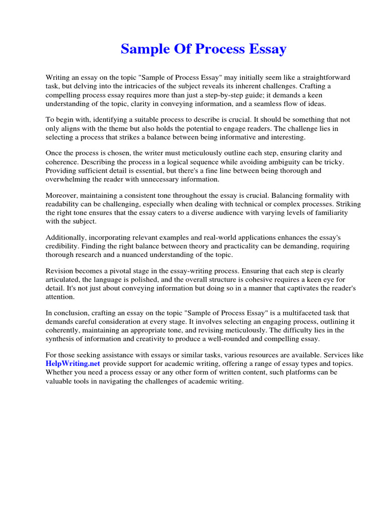 Sample of Process Essay | PDF | Theodore Roosevelt | Essays