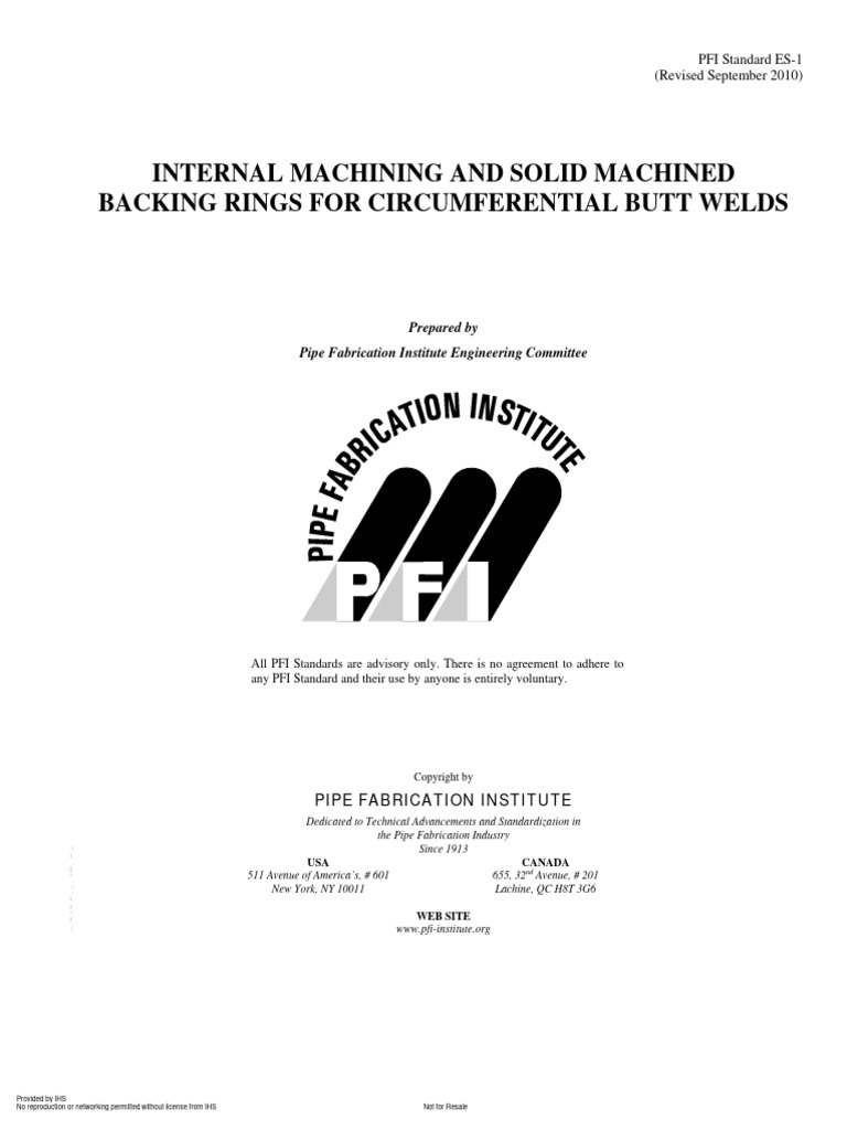 Pfi Es-1 | PDF | Pipe (Fluid Conveyance) | Engineering Tolerance