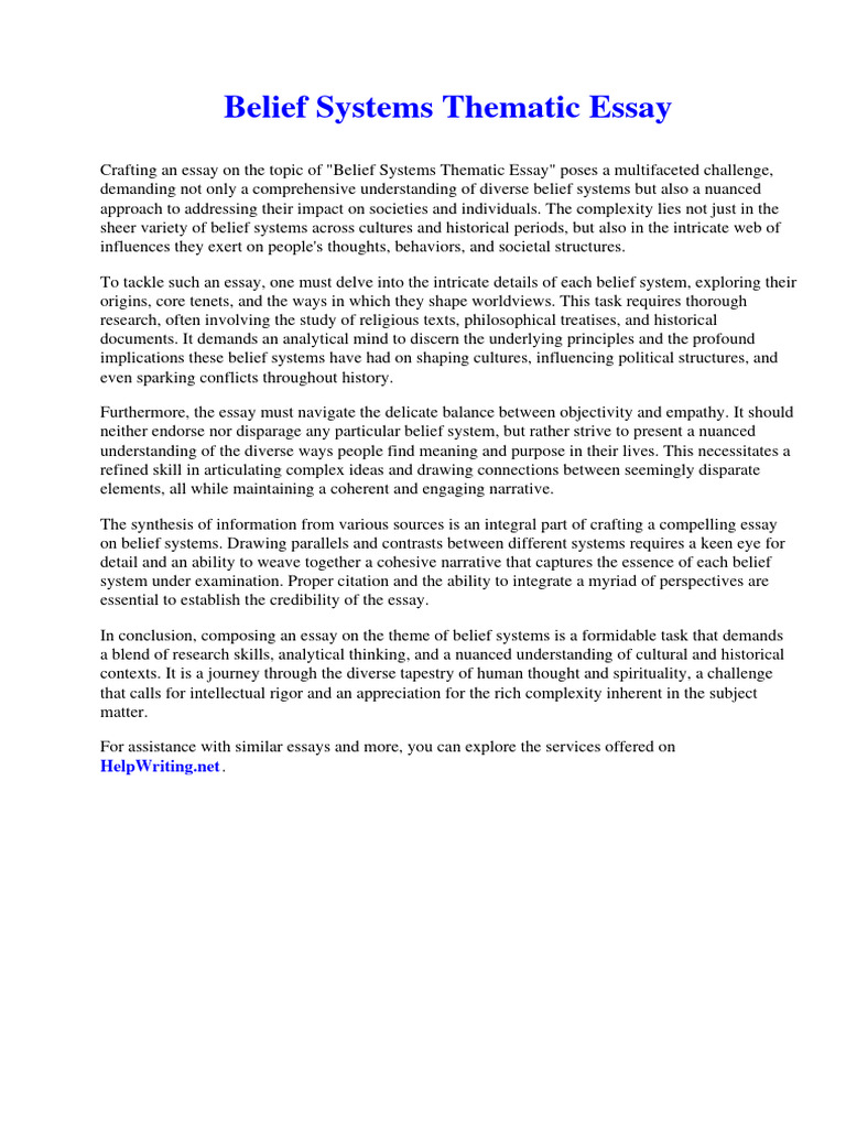 Understanding Belief Systems Essay | PDF | Musical Theatre | Theatre