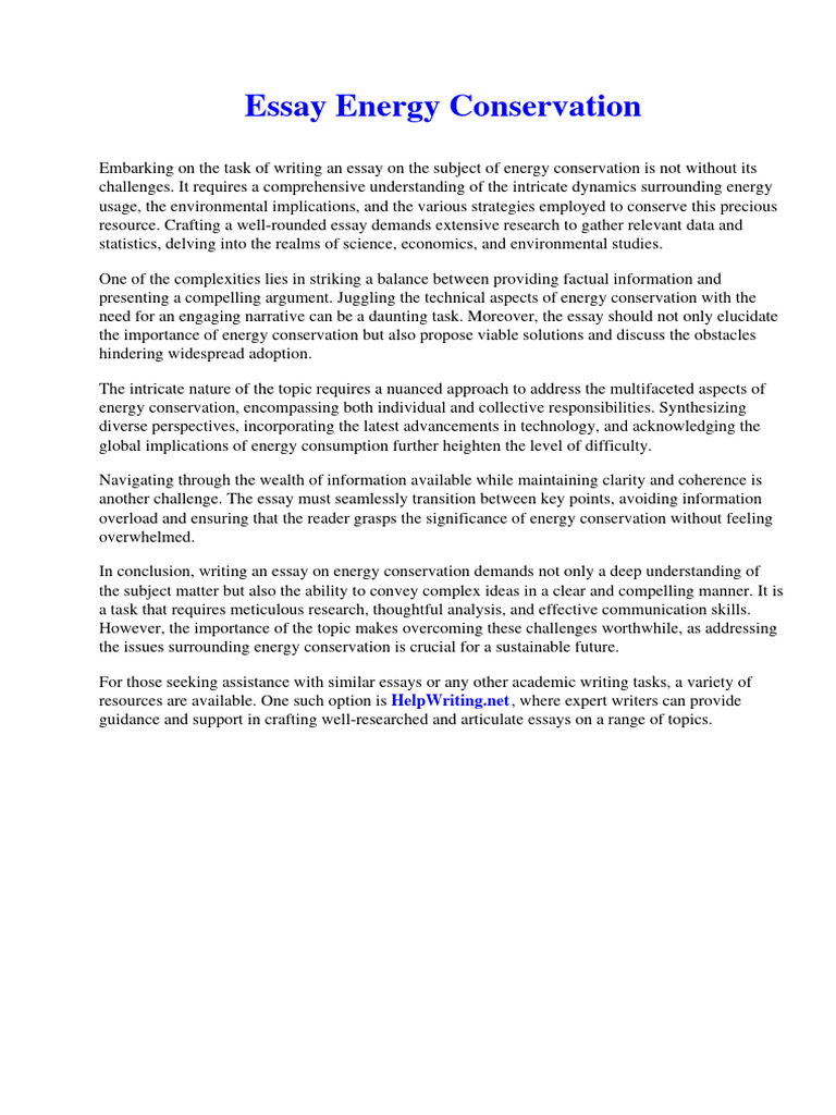 Essay Energy Conservation | PDF | Energy Conservation | Essays