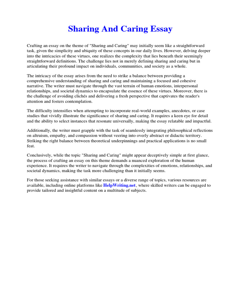 Sharing and Caring Essay | PDF | Essays | United States Marine Corps