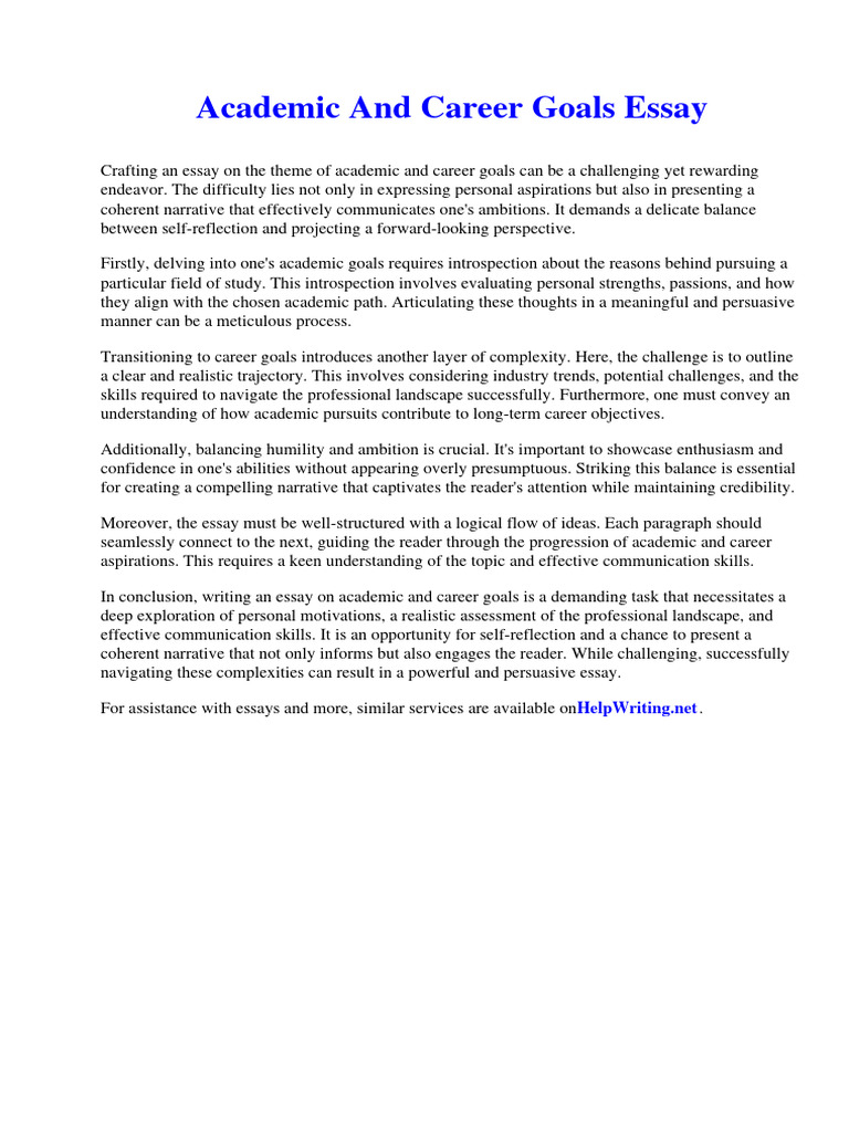 Academic and Career Goals Essay | PDF | Gender Pay Gap | Narrative