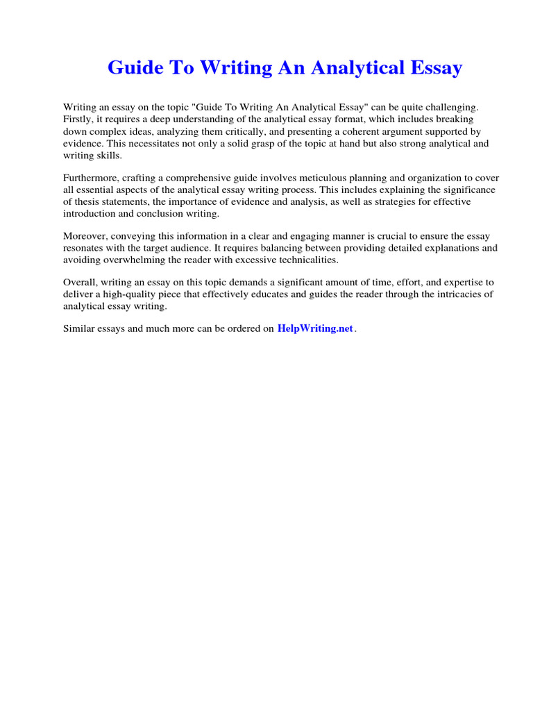 Guide to Writing an Analytical Essay | PDF | United States Postal ...