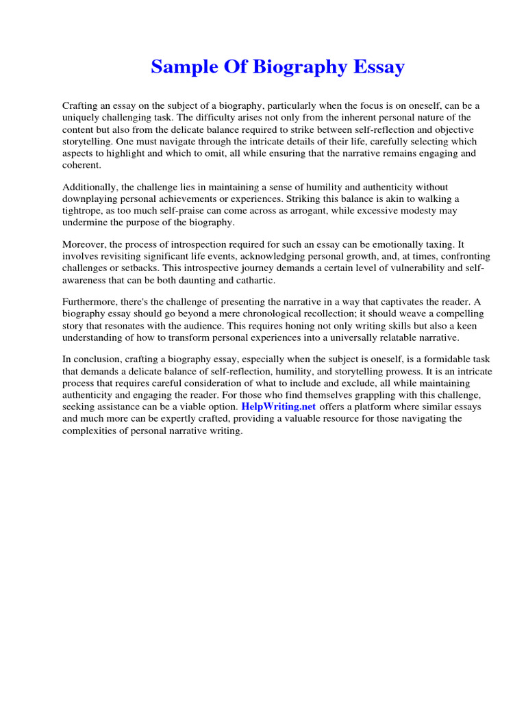 Sample of Biography Essay | PDF | Tuition Payments | Essays