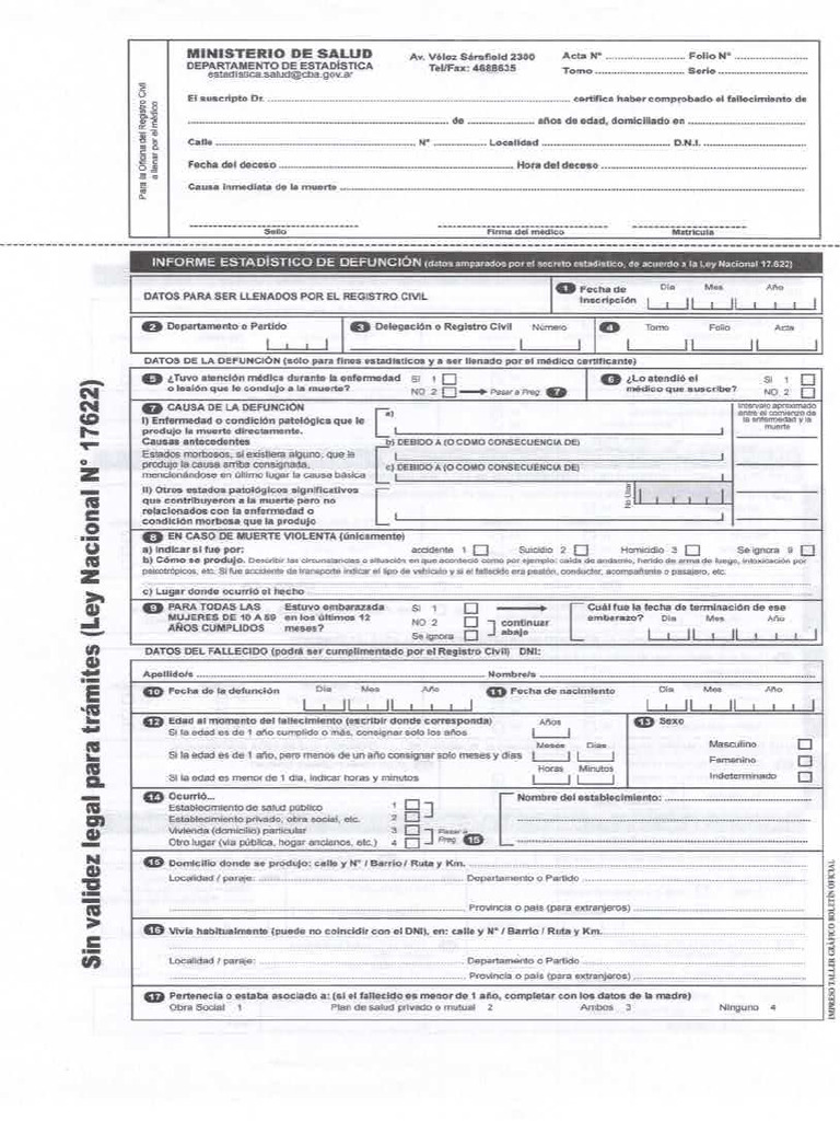 Certificado Defuncion | PDF