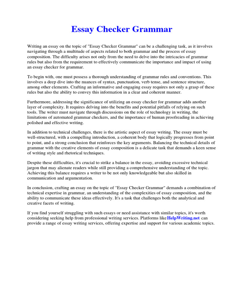 Essay Checker Grammar | PDF