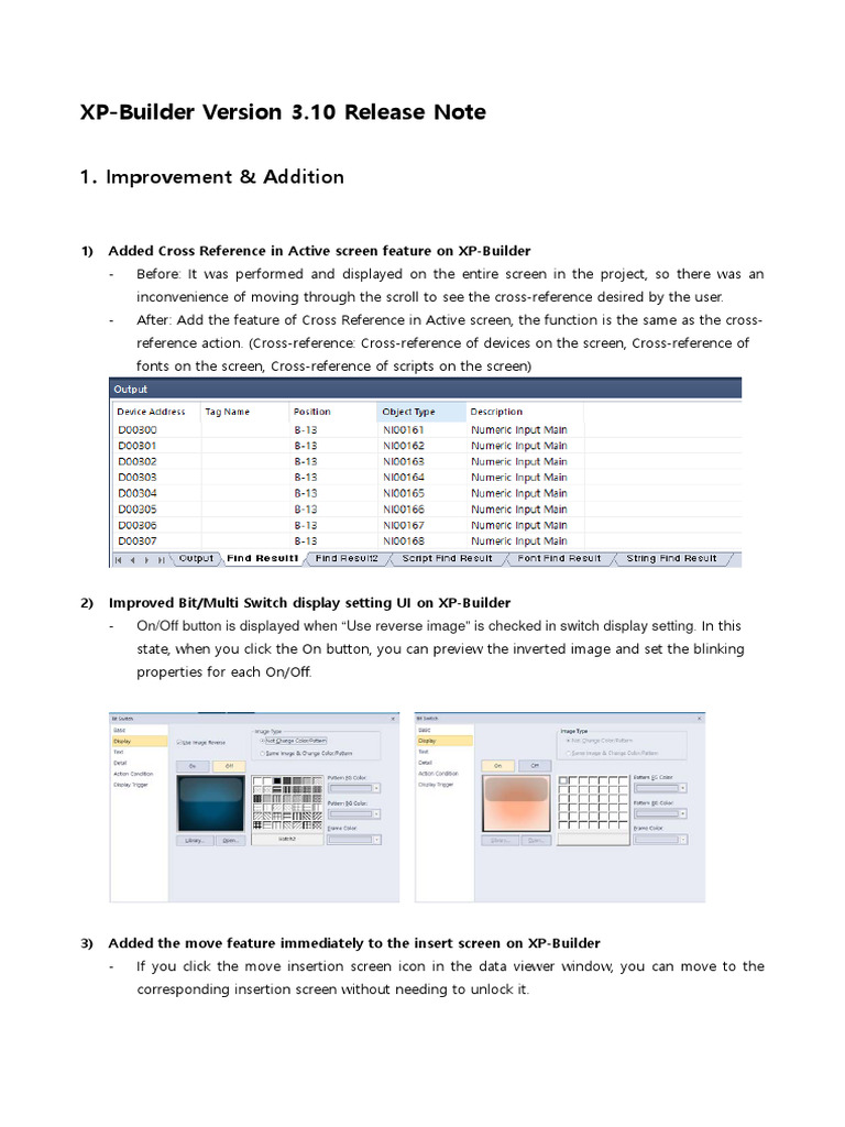 XP-Builder V3.10 Release Note - Eng | PDF
