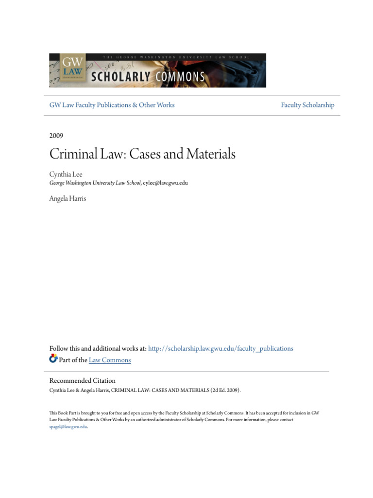 Criminal Law - Cases and Materials | PDF | Law