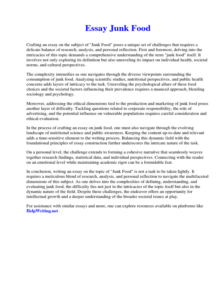 Essay Junk Food | Download Free PDF | International Criminal Court