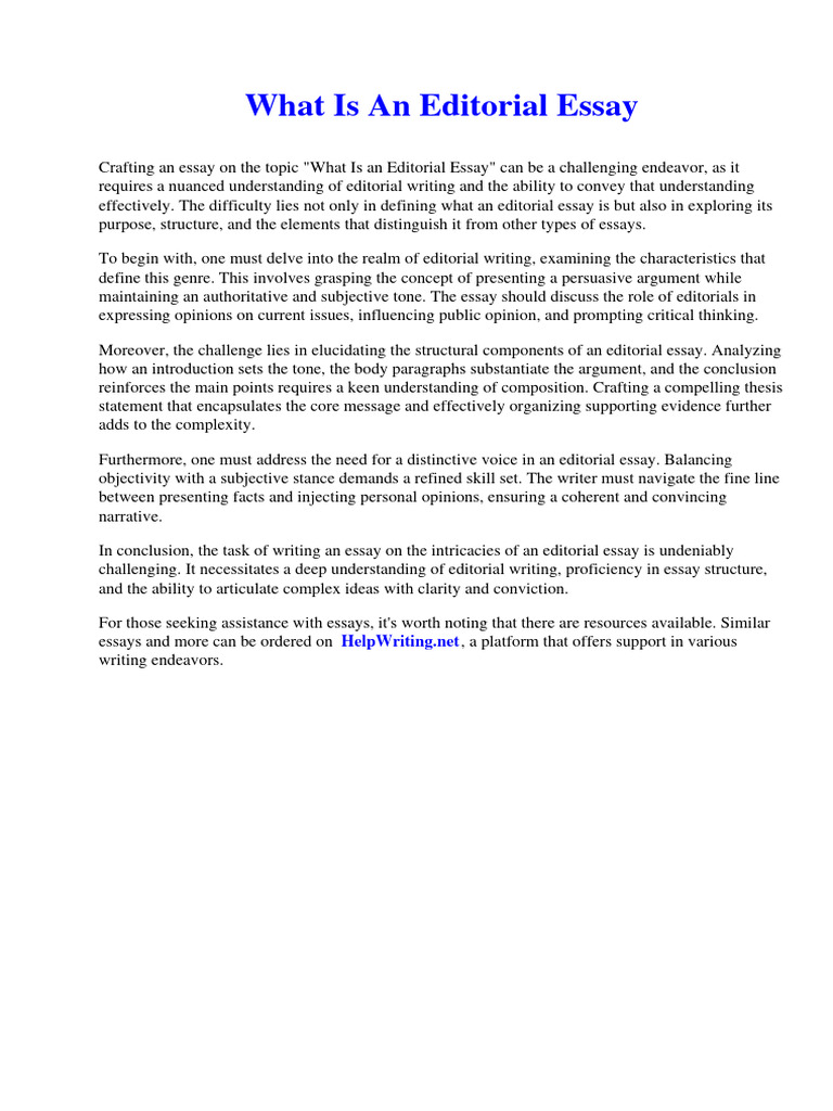 What is an Editorial Essay | PDF | Essays | Vitamin C