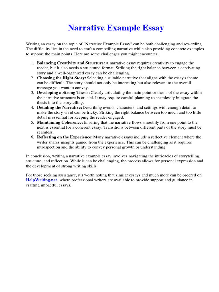Narrative Example Essay | PDF