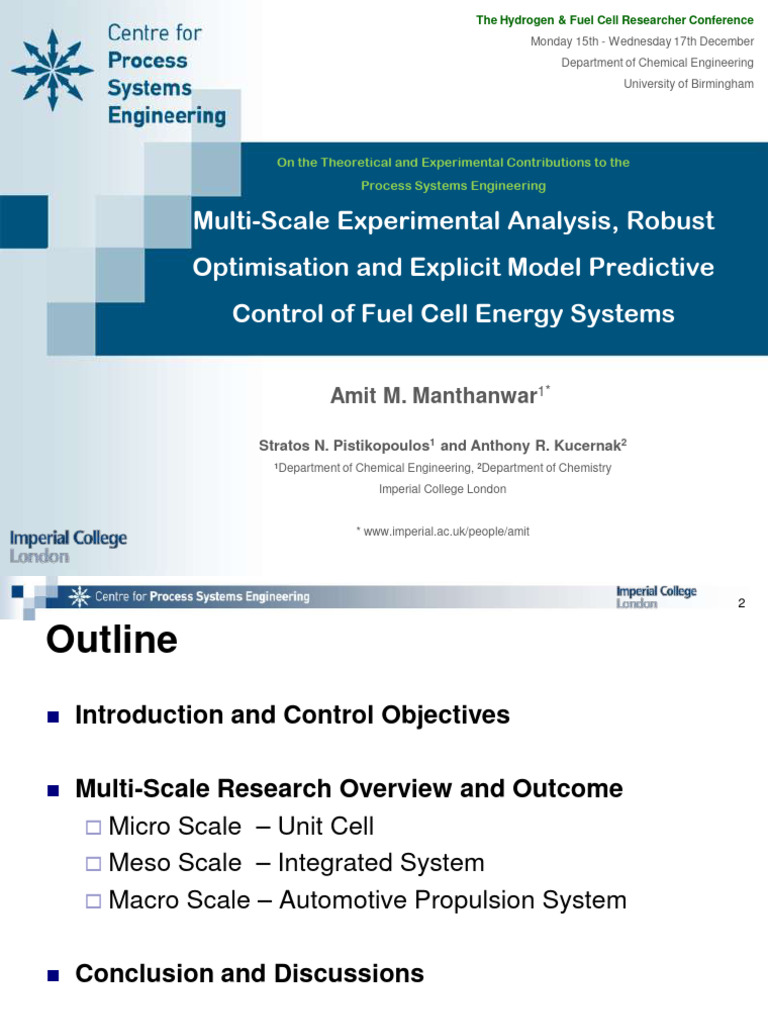Multi Scale Experimental Analysis Robust Optimisation of Fuel Cell Energy Systems | PDF | Fuel ...