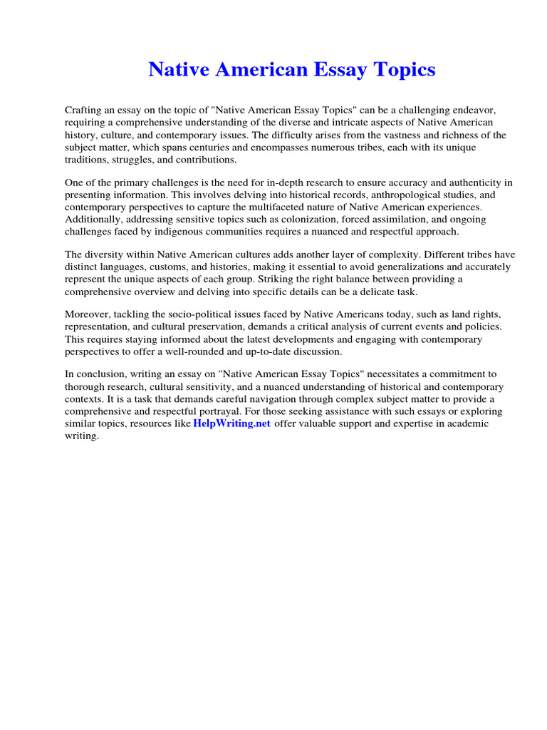 Native American Essay Topics | PDF | Chechnya