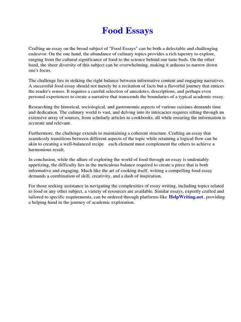 Food Essays | PDF