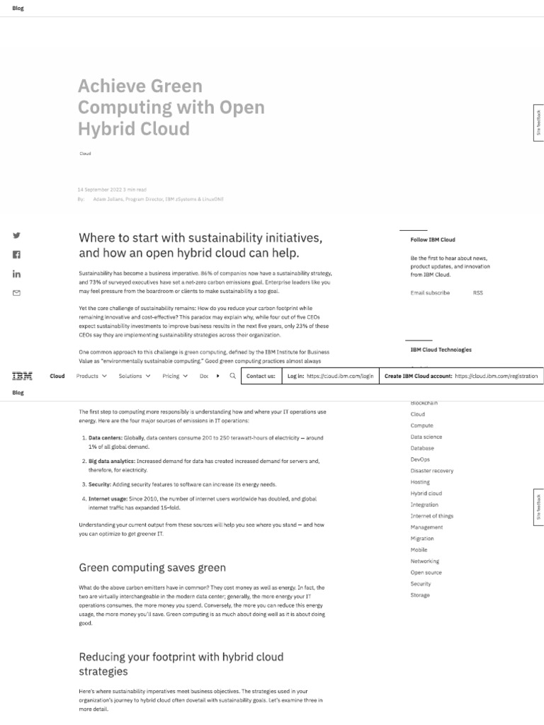 Achieve Green Computing With Open Hybrid Cloud | PDF