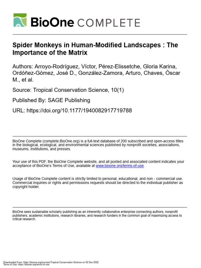 Arroyo - Rodriguez - 2017 - Spider Monkeys in Human Modified Landscapes ...
