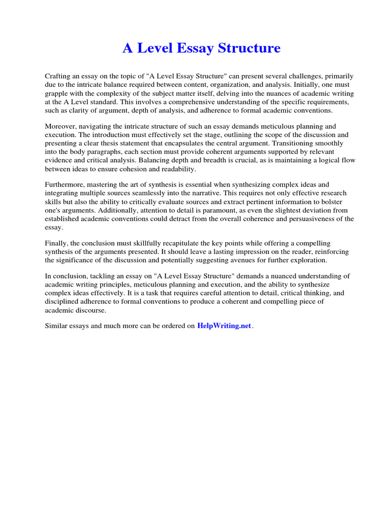 A Level Essay Structure | PDF