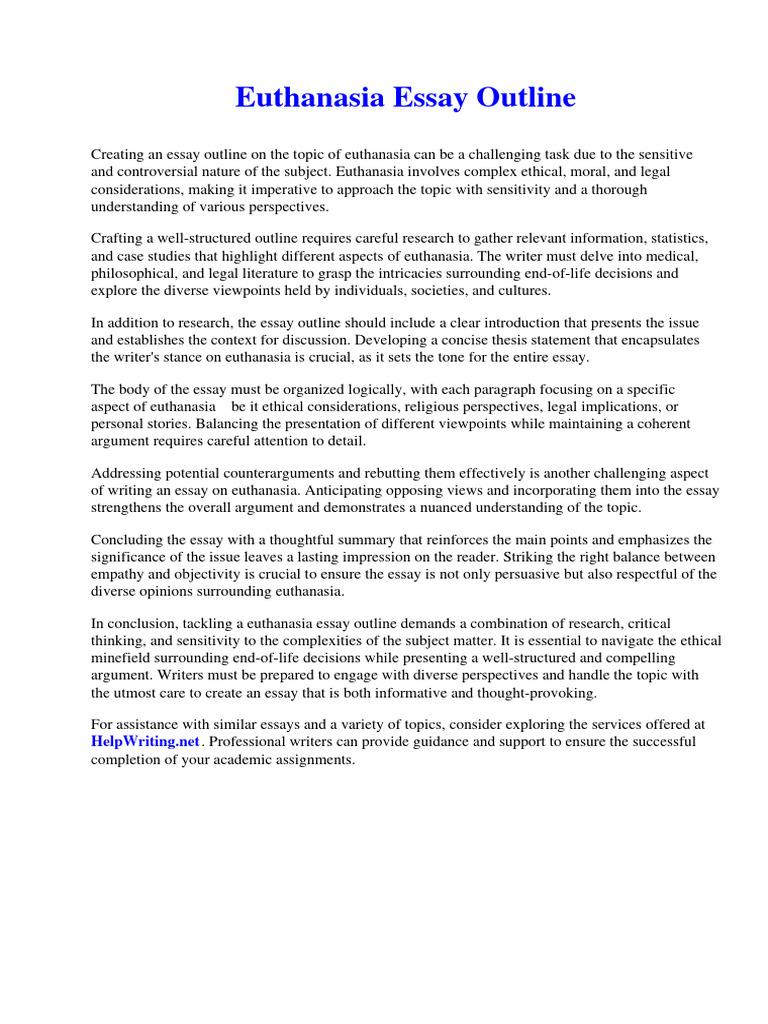 Euthanasia Essay Outline | PDF | Essays