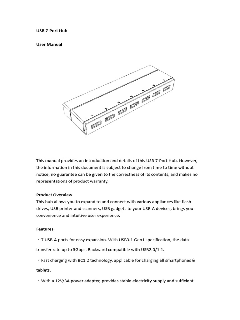USB 7-Port Hub User Manual | PDF | Usb | Manufactured Goods