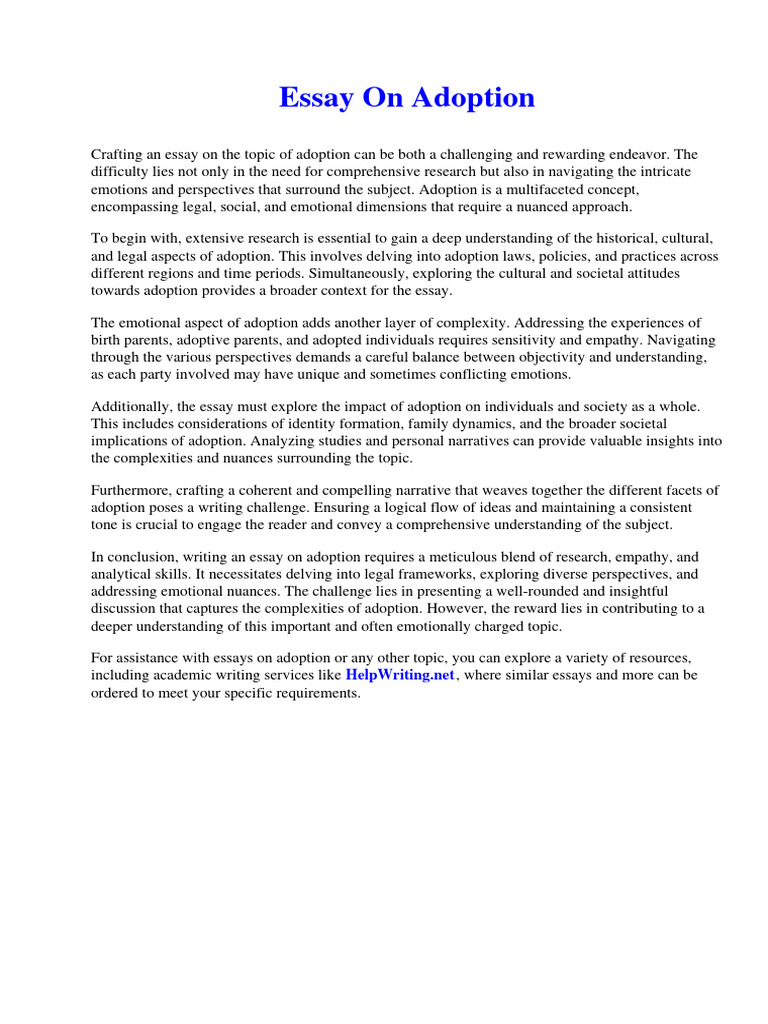 Essay On Adoption | PDF