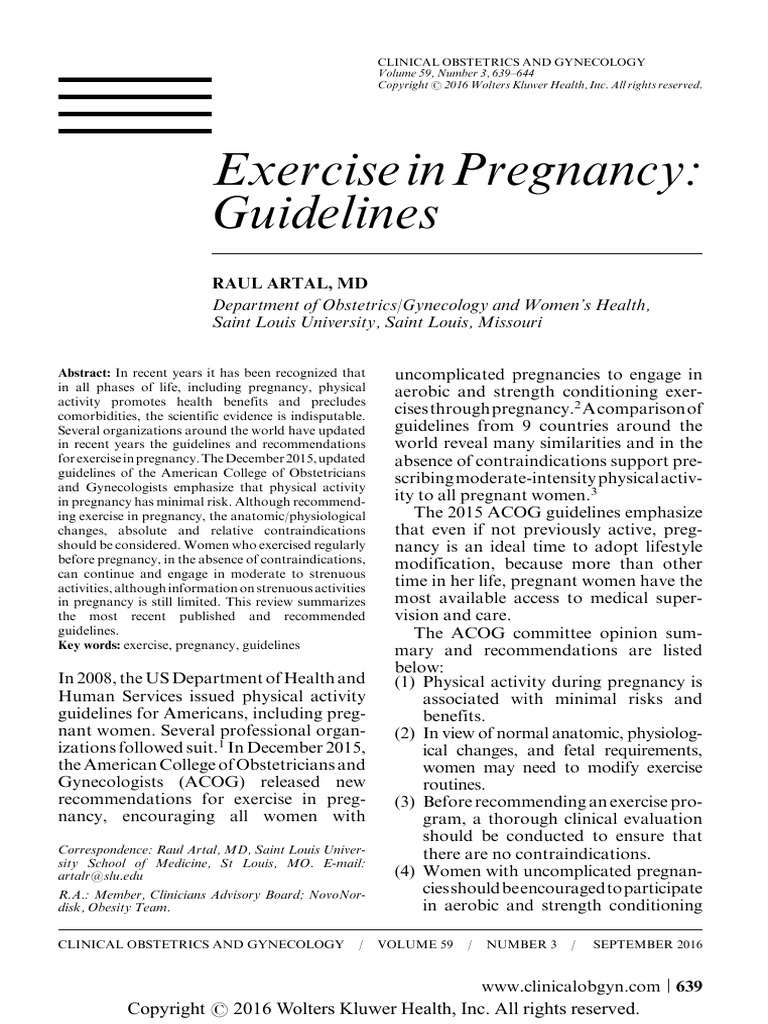 Exercise in Pregnancy | Download Free PDF | Pregnancy | Gestational ...