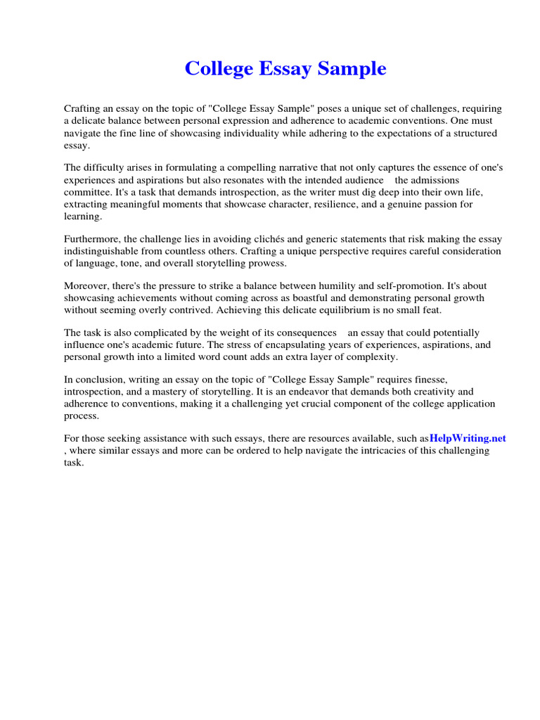 College Essay Sample | PDF | Social Science