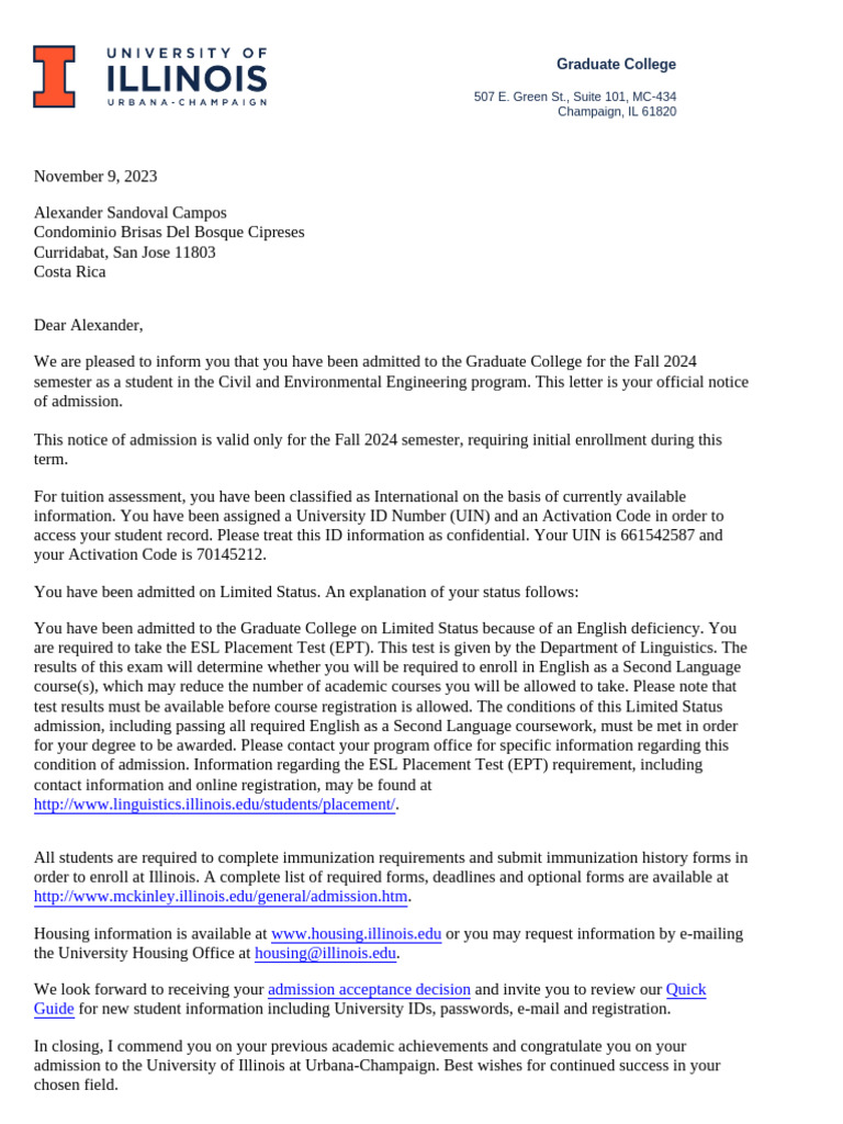Acceptance Letter | PDF