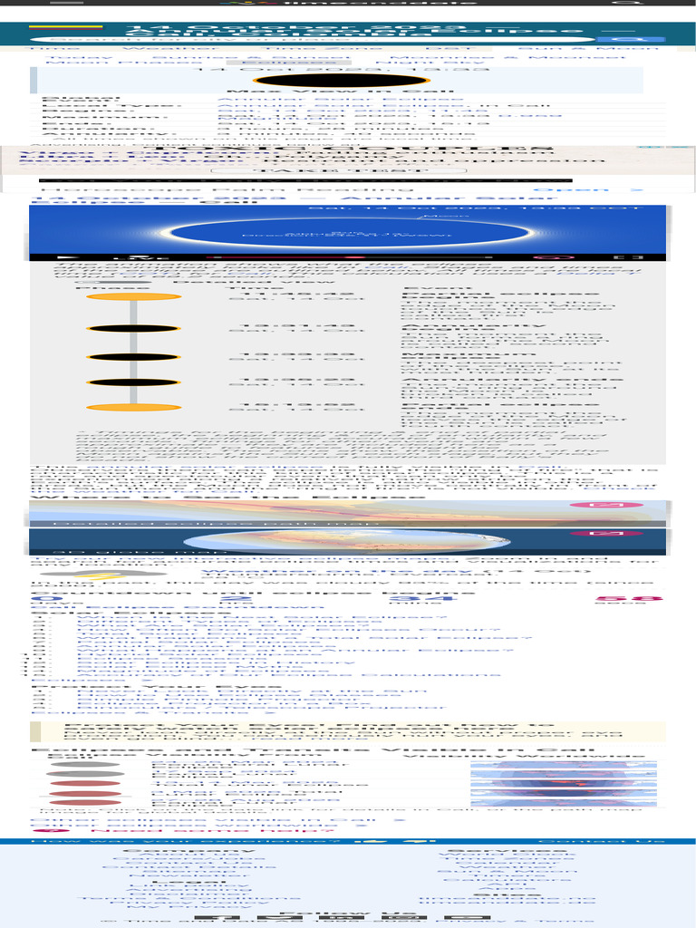 Eclipses Visible in Cali, Colombia - 14 Oct 2023 Solar Eclipse | PDF ...