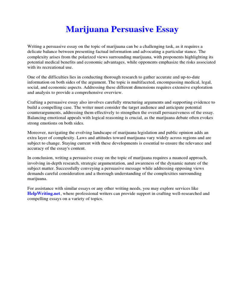 Marijuana Persuasive Essay | PDF | Jesus