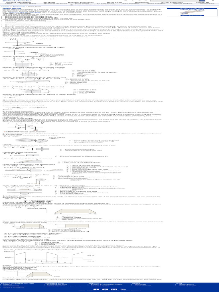 Motor Sizing Calculations | Download Free PDF | Torque | Electric Motor
