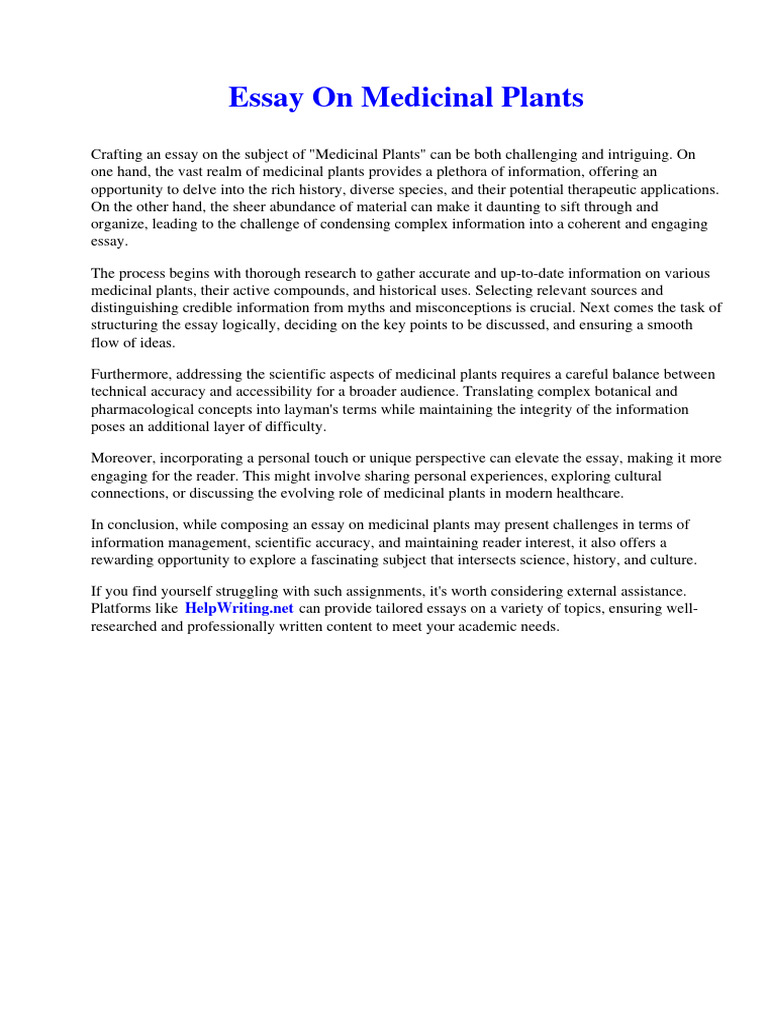 Essay On Medicinal Plants | PDF | Rwanda | Economic Growth