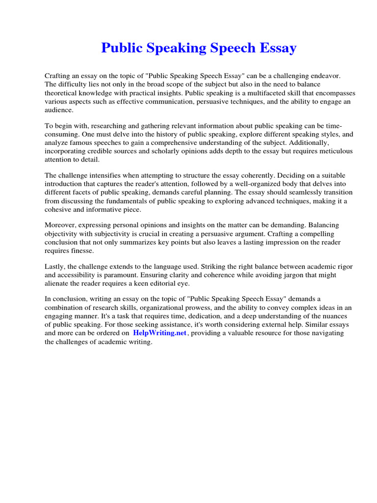 Public Speaking Speech Essay | PDF | Social Science