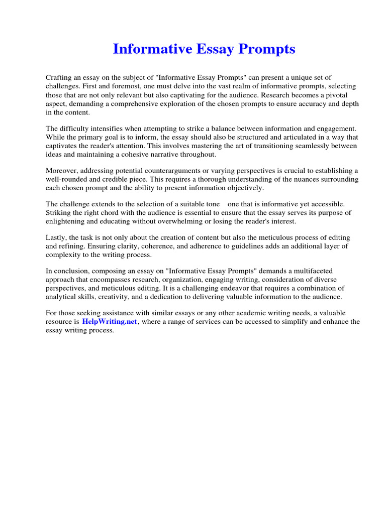 Informative Essay Prompts | PDF | Essays