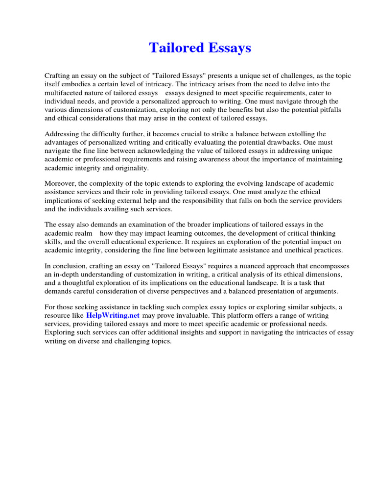 Tailored Essays | PDF | Finance & Money Management | Social Science