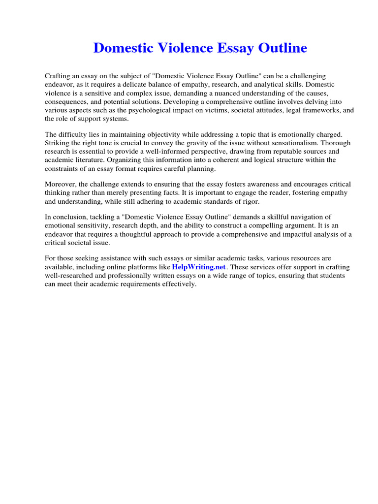 Domestic Violence Essay Outline | PDF