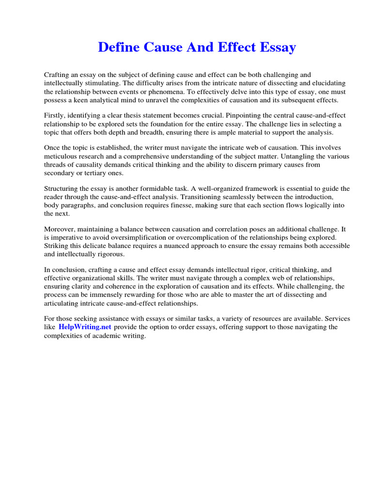 Define Cause and Effect Essay | PDF | Causality | Essays