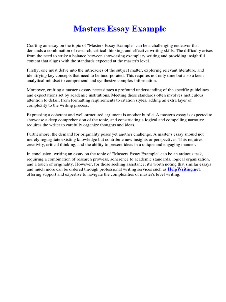 Masters Essay Example | PDF | Employment | Minimum Wage