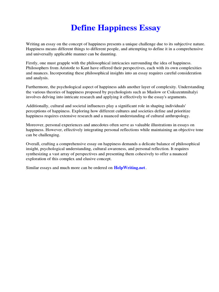 Define Happiness Essay | PDF | Machine Gun