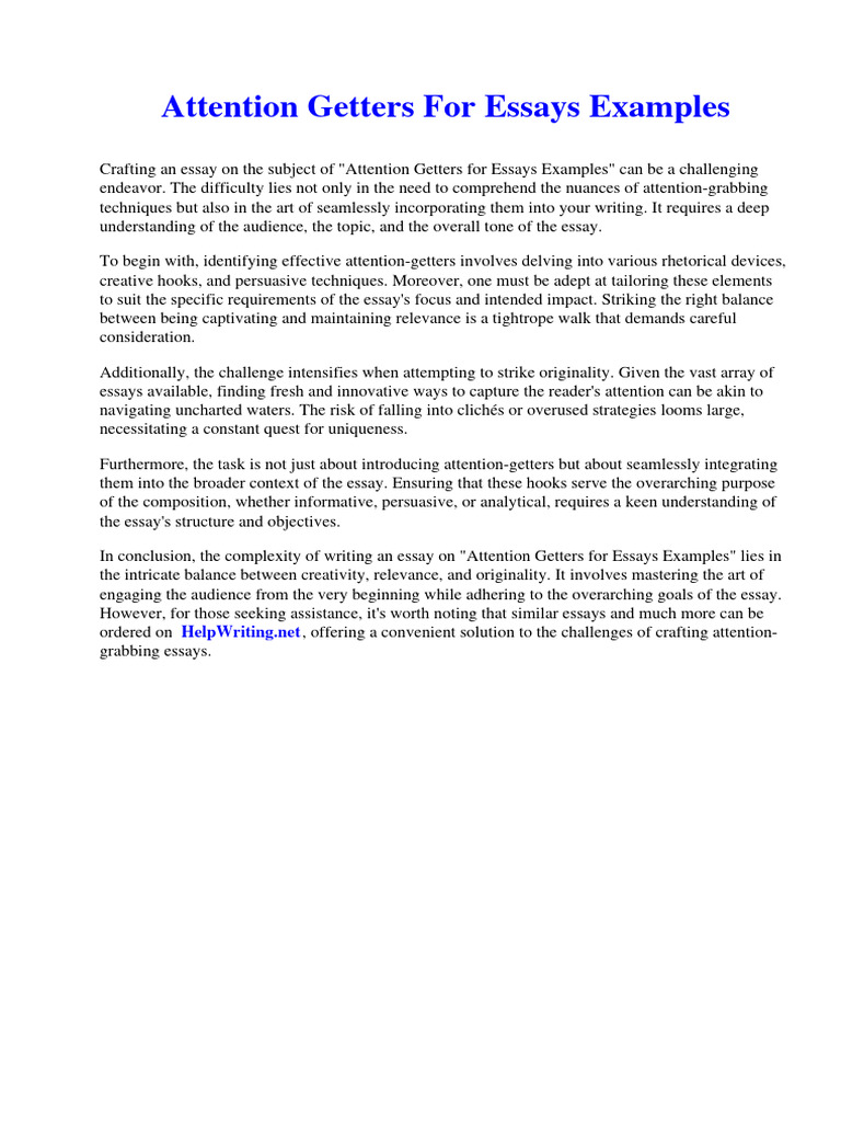 Attention Getters For Essays Examples | PDF | Plastic | Organic Polymers