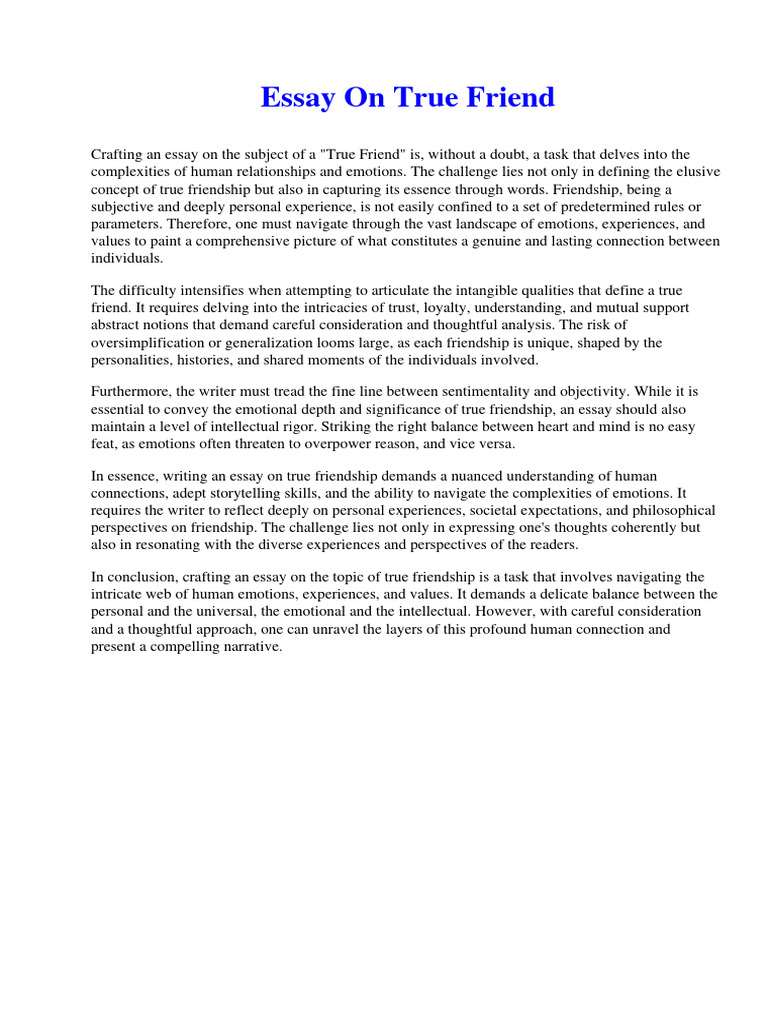 Essay On True Friend | PDF
