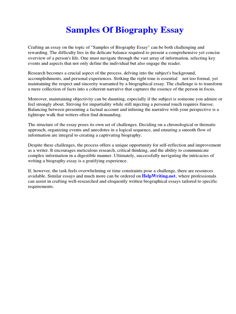 Samples of Biography Essay | PDF | Clean Power Plan